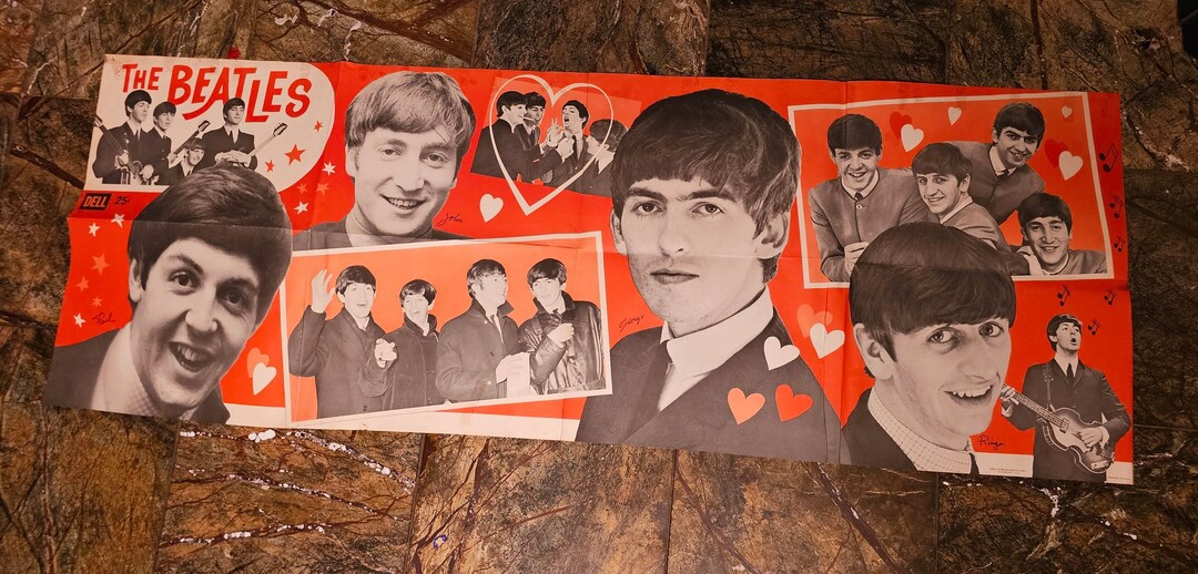 Dell Beatles Promo Posters 1964 Scrapbook Cards Lot - Etsy