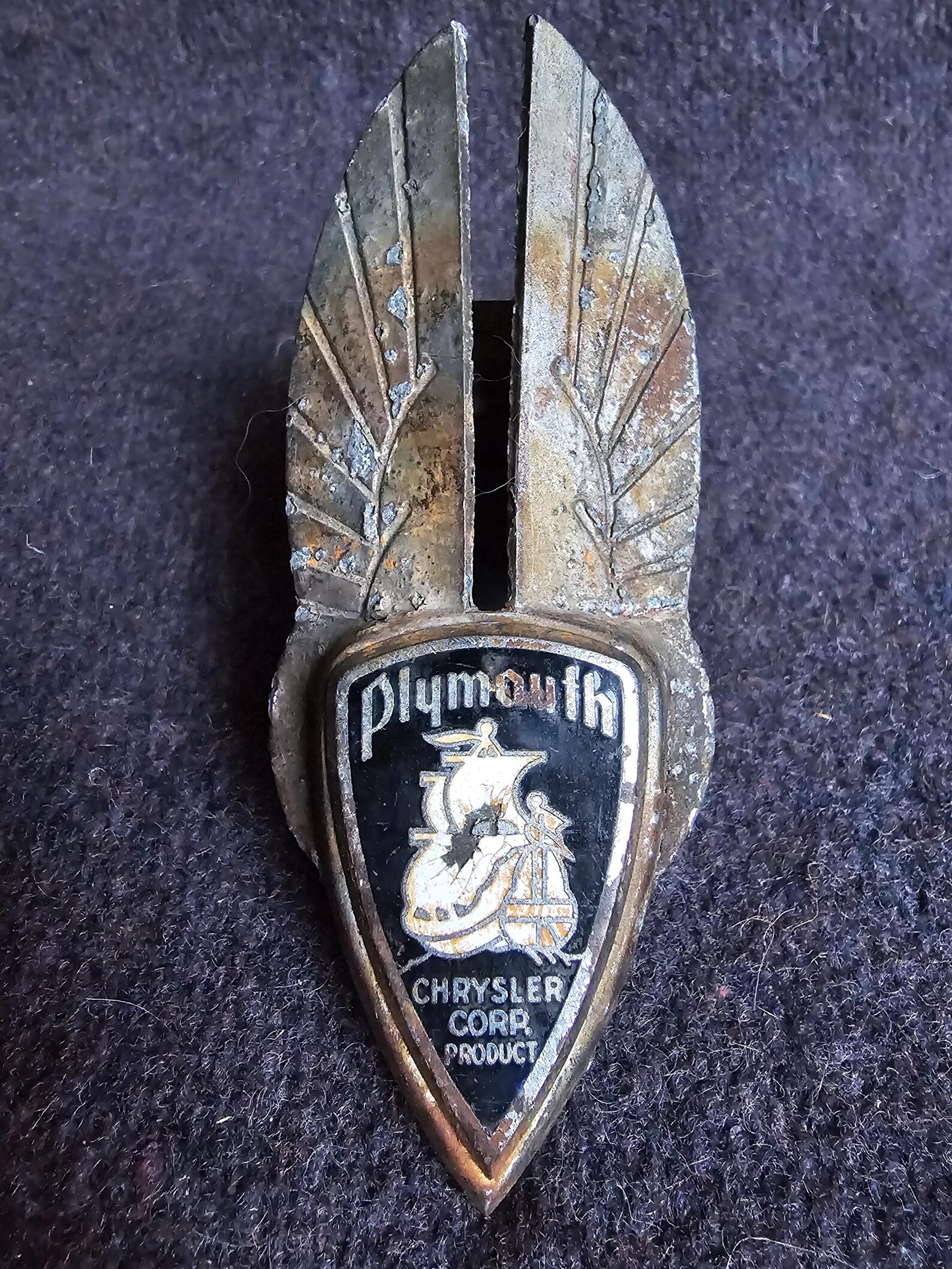1935 Plymouth Chrysler Hood Emblem Ornament Mascot Rare Rat Rod Custom ...
