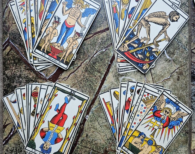 RARE 1930s Ancien BP Grimaud Paris De Marseille Swirl Back Tarot Cards ...
