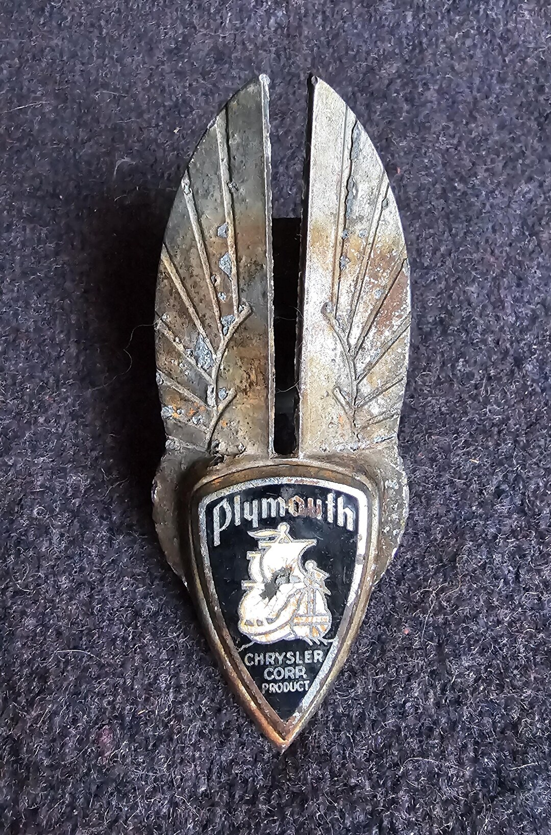 1935 Plymouth Chrysler Hood Emblem Ornament Mascot Rare Rat Rod Custom ...
