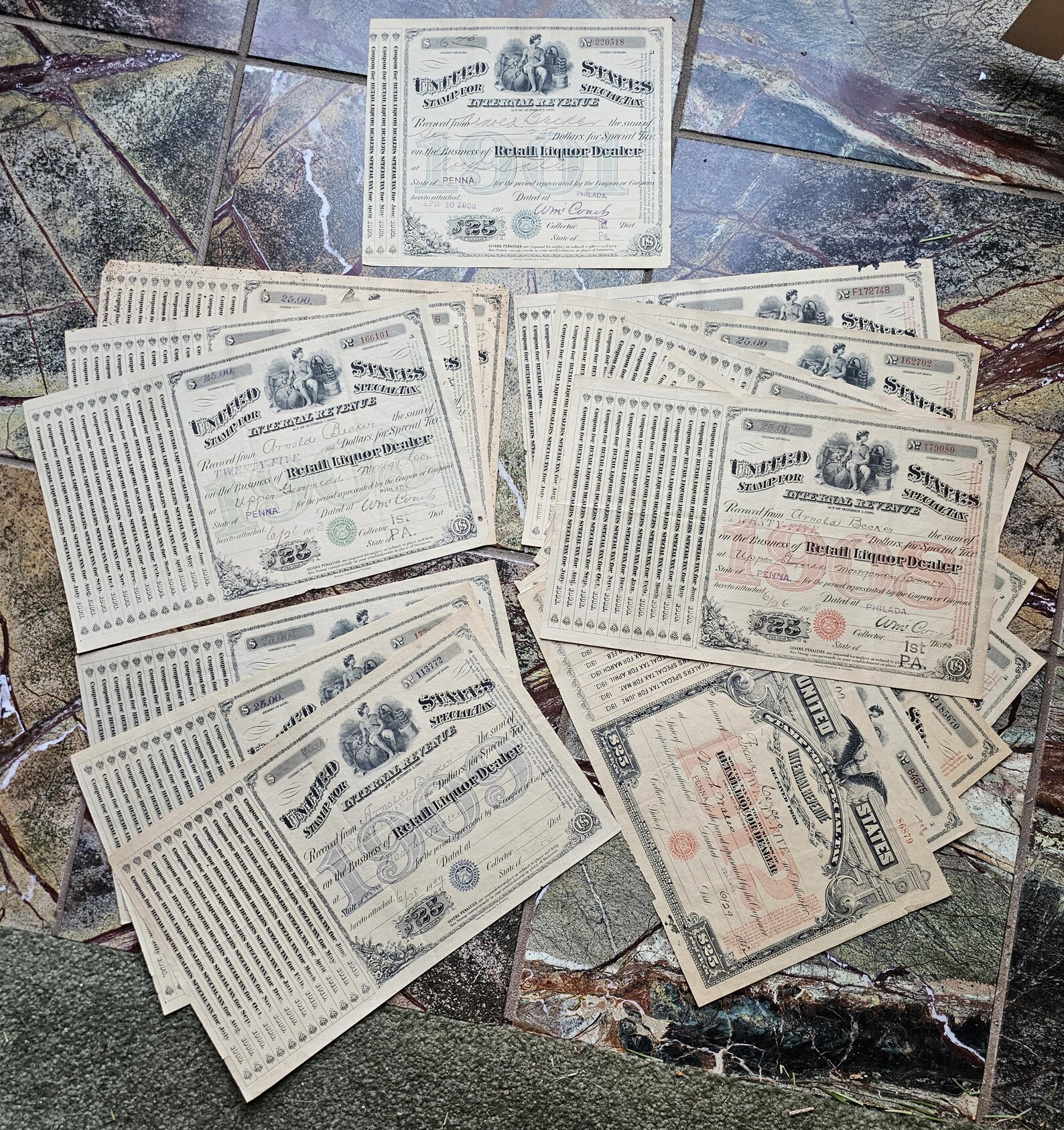 Original Alcohol Liquor Retail Tax Stamp License Victorian IRS Internal ...