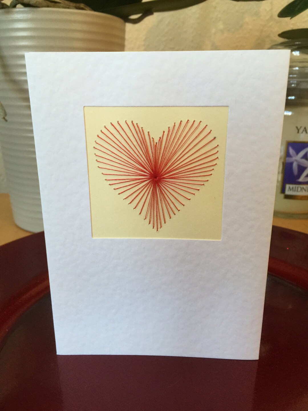 Handmade Sewed Love Heart Card - Etsy