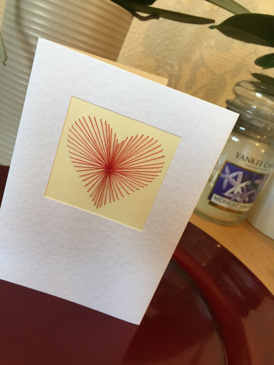 Handmade Sewed Love Heart Card - Etsy