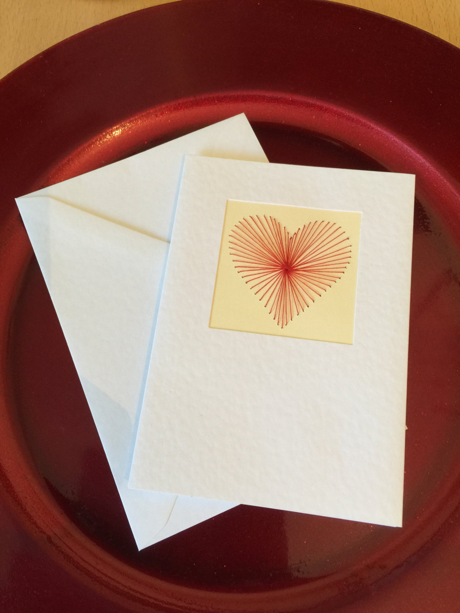 Handmade Sewed Love Heart Card - Etsy