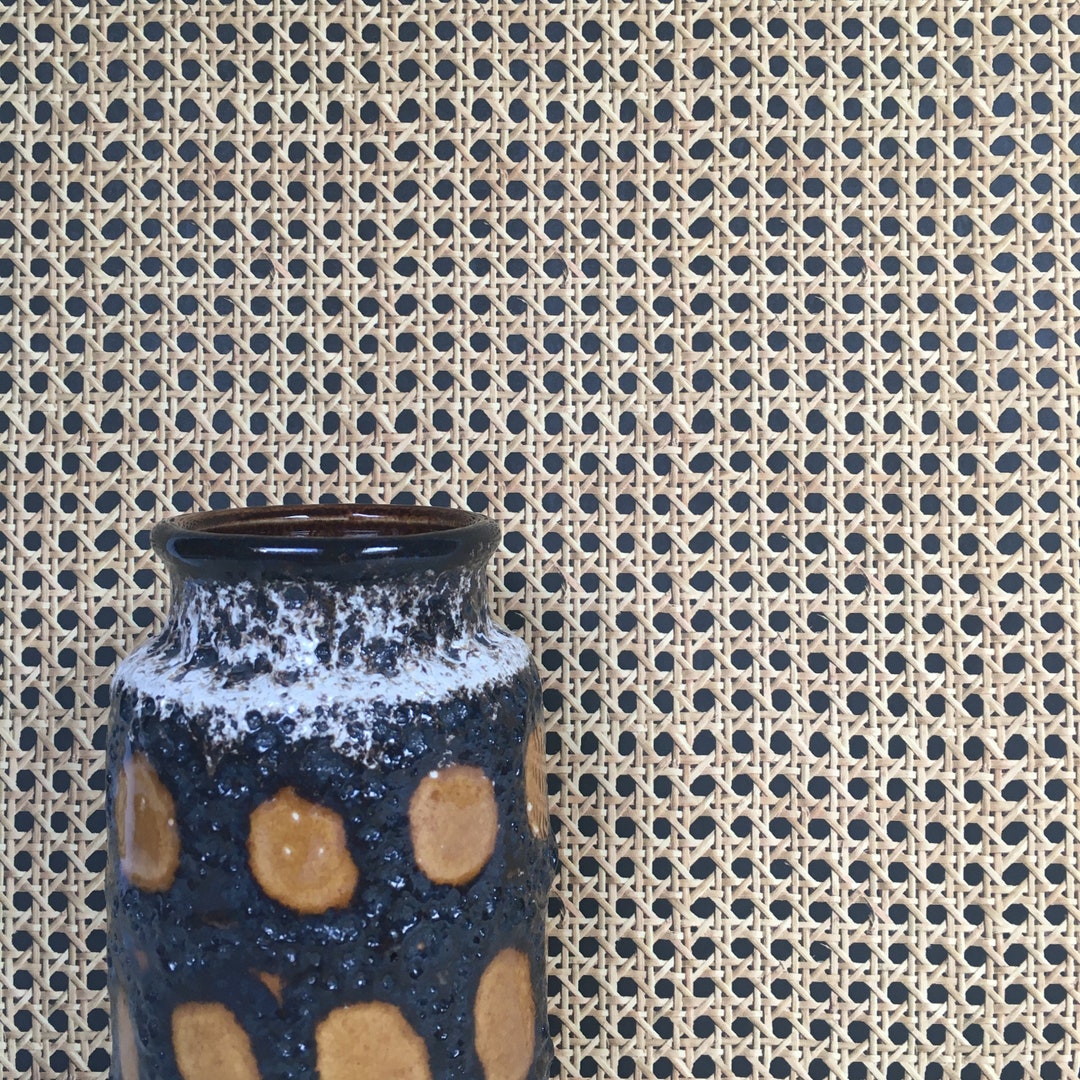 Woven Cane Effect Wallpaper - Black Background - Etsy