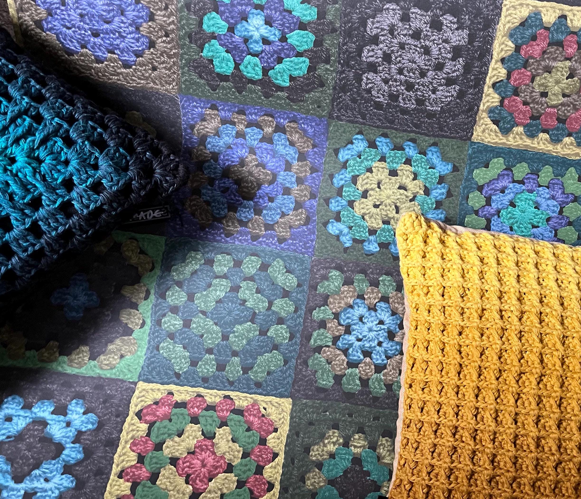 Crocheted Granny Square Wallpaper - Multi - Etsy
