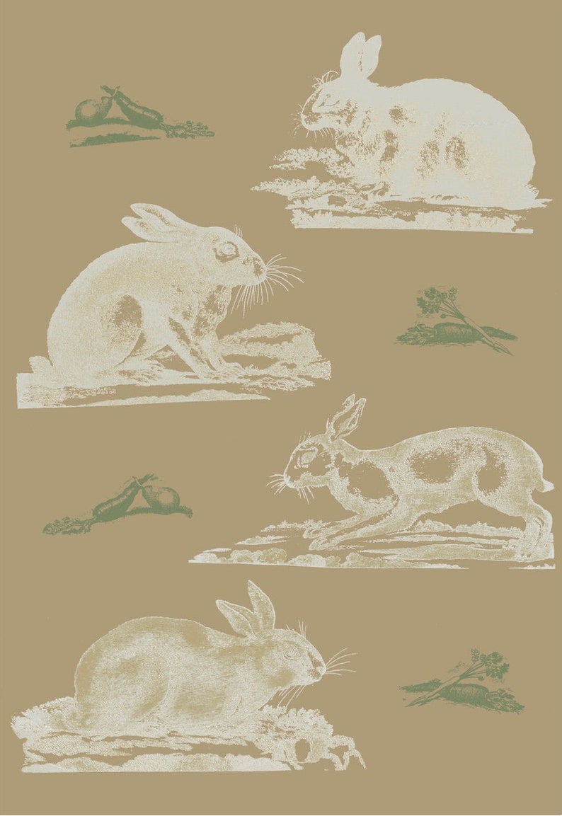 Bunny Rabbit Wallpaper - Sandstone - Etsy UK