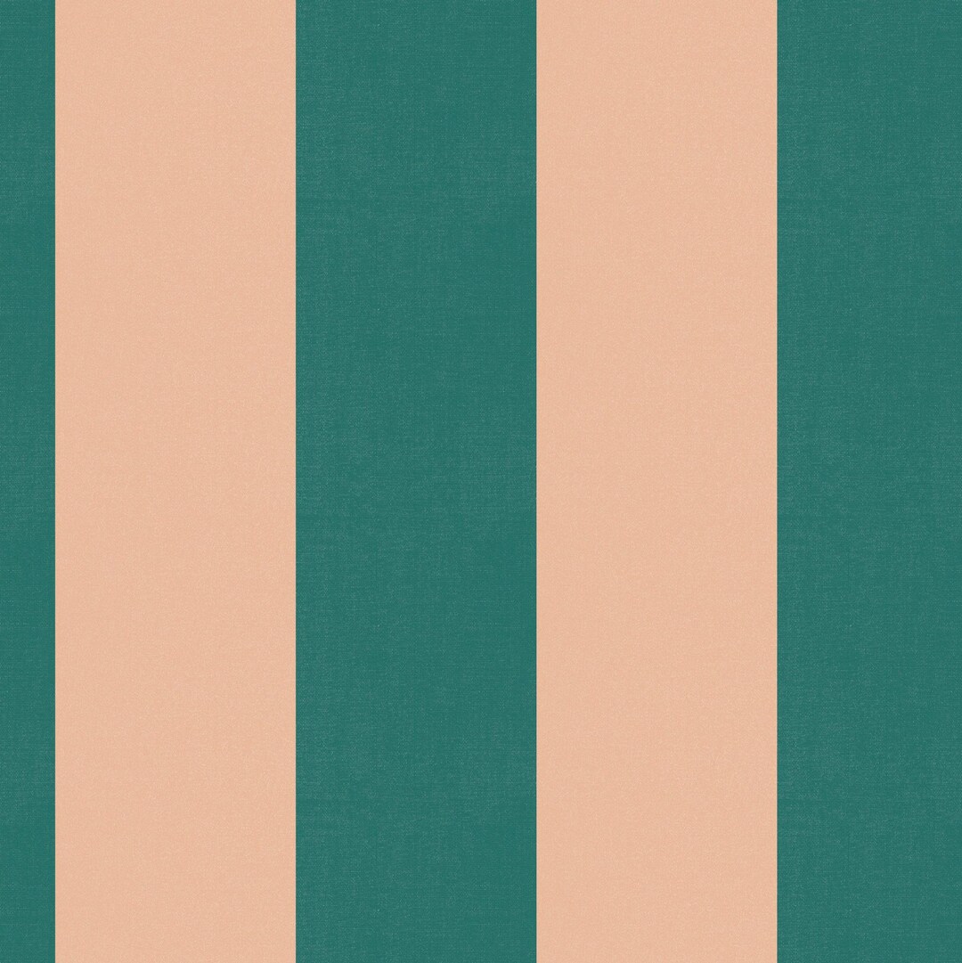 Simple Wide Stripe Wallpaper - Teal / Pink - Etsy UK