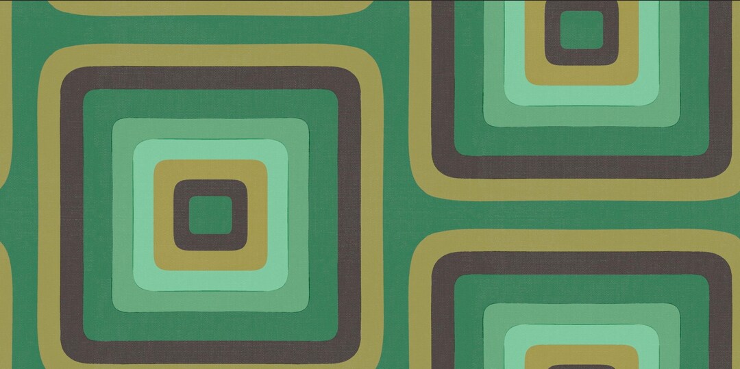 Retro Square Wallpaper, Viridian Green - Etsy