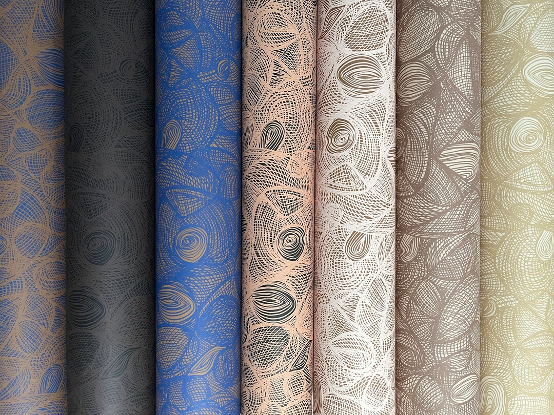 Scribble Wallpaper - Beige, Browns, Navy, Black - Etsy