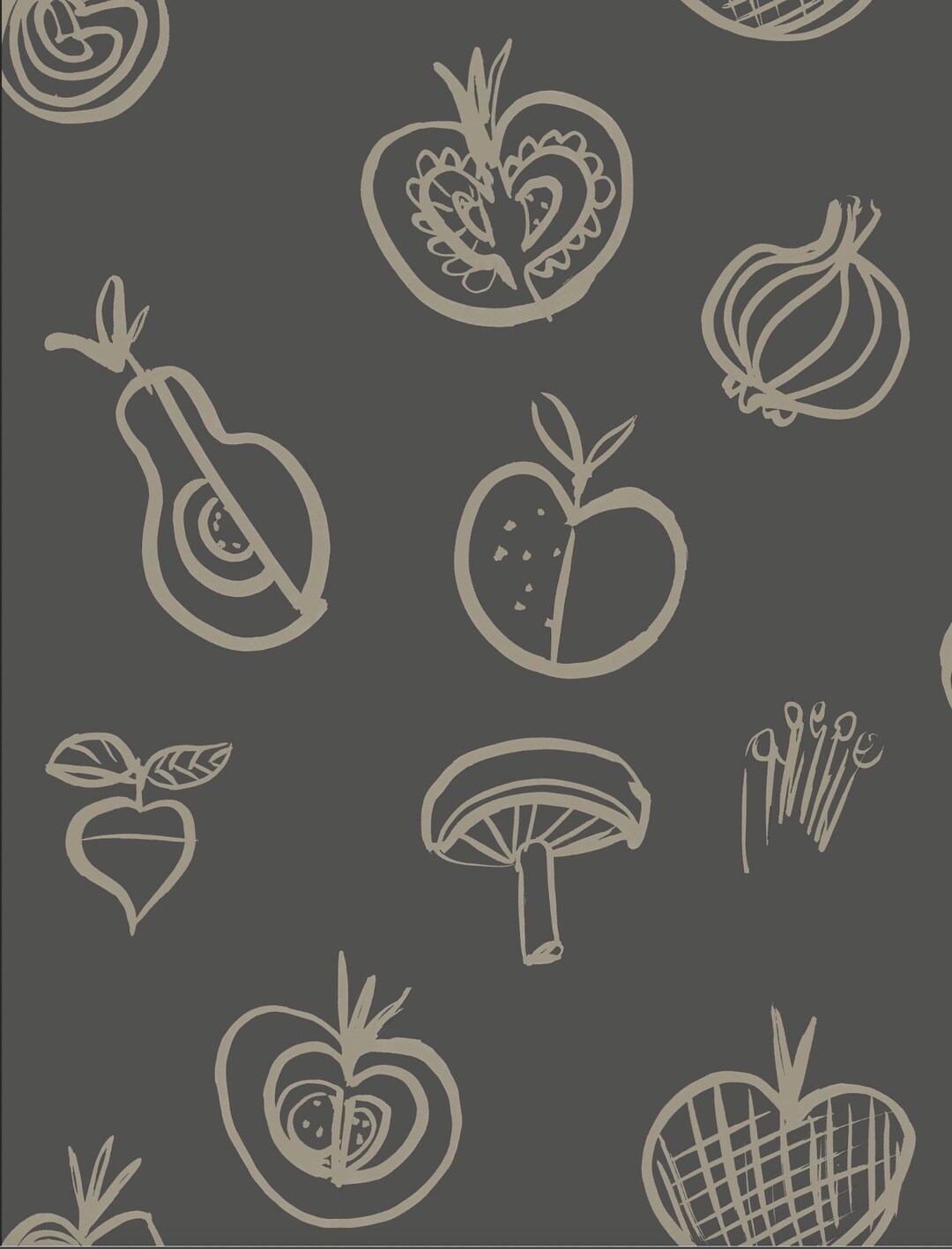 Fruit Wallpaper - Graphite - Etsy