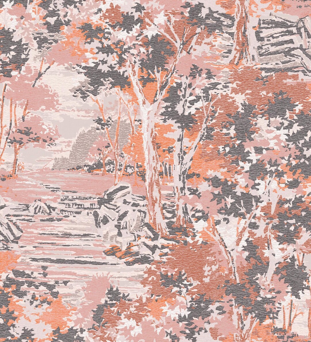 Forest Glade Wallpaper - Peach - Etsy