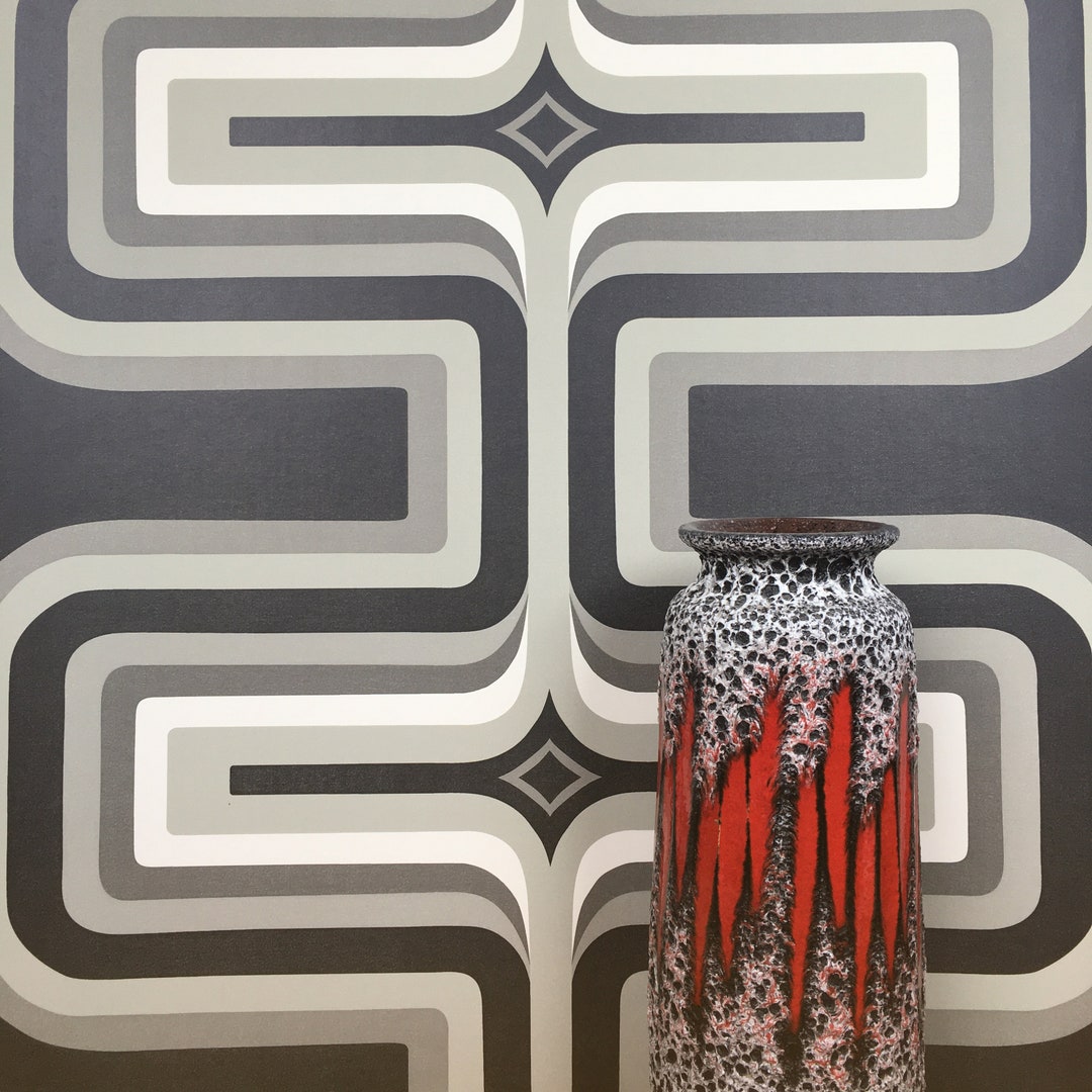 1970s Retro Wallpaper, Monochrome - Etsy
