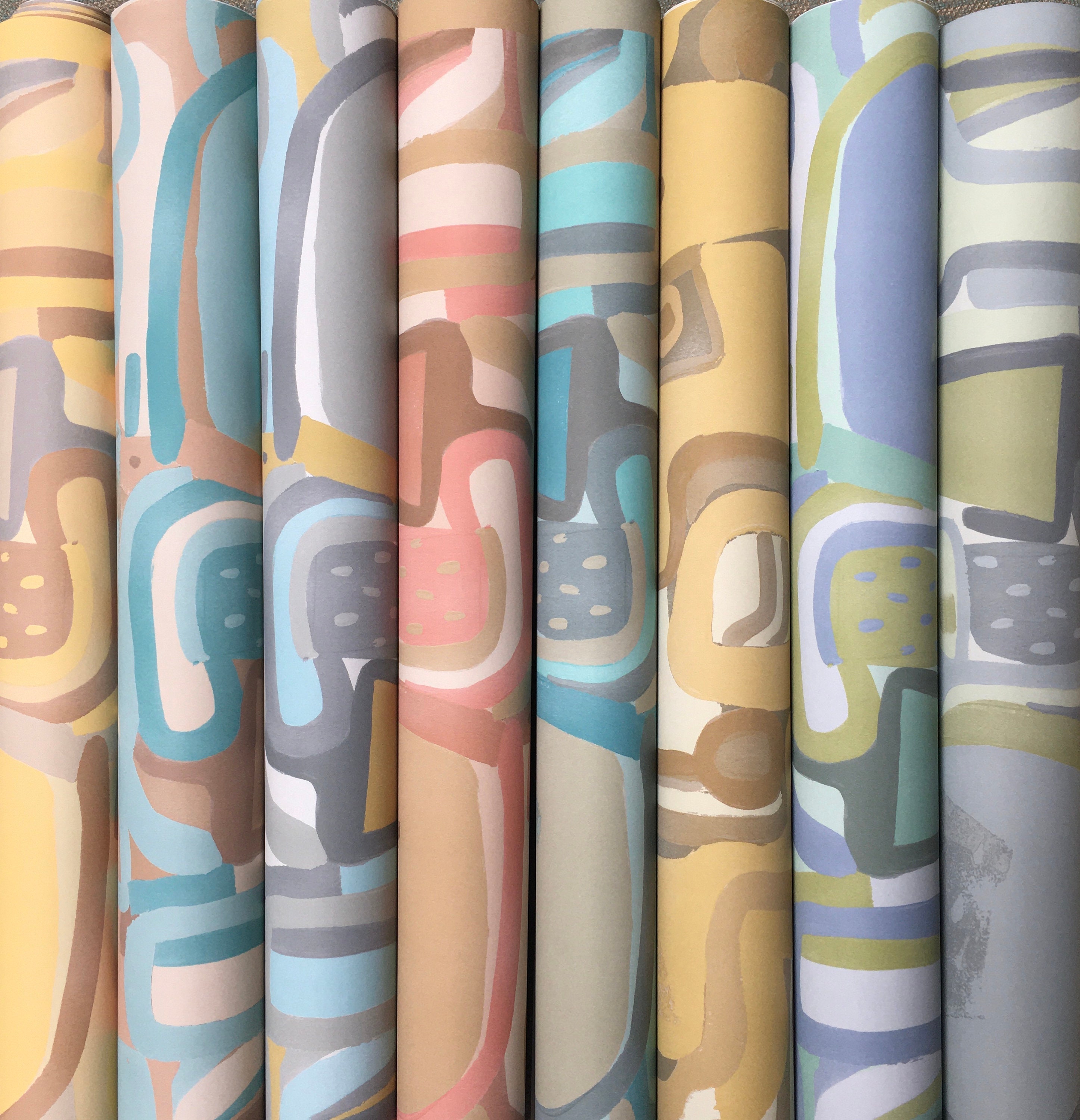 Cubist Jigsaw Wallpaper Pink Grey - Etsy