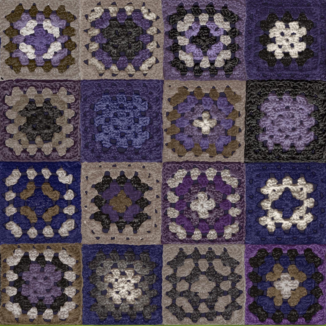 Crocheted Granny Square Wallpaper - Brights - Etsy