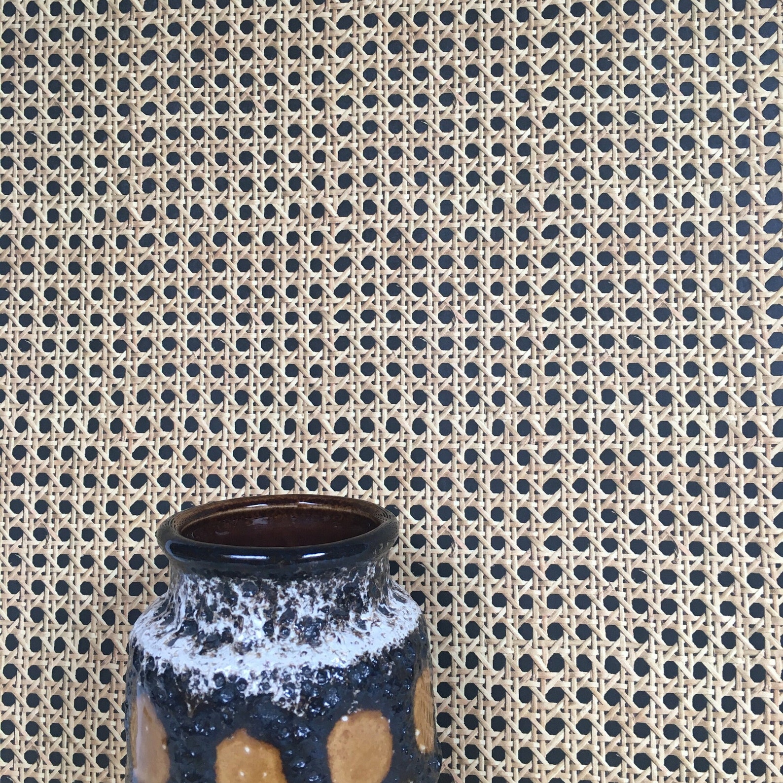 Woven Cane Effect Wallpaper Black Background - Etsy