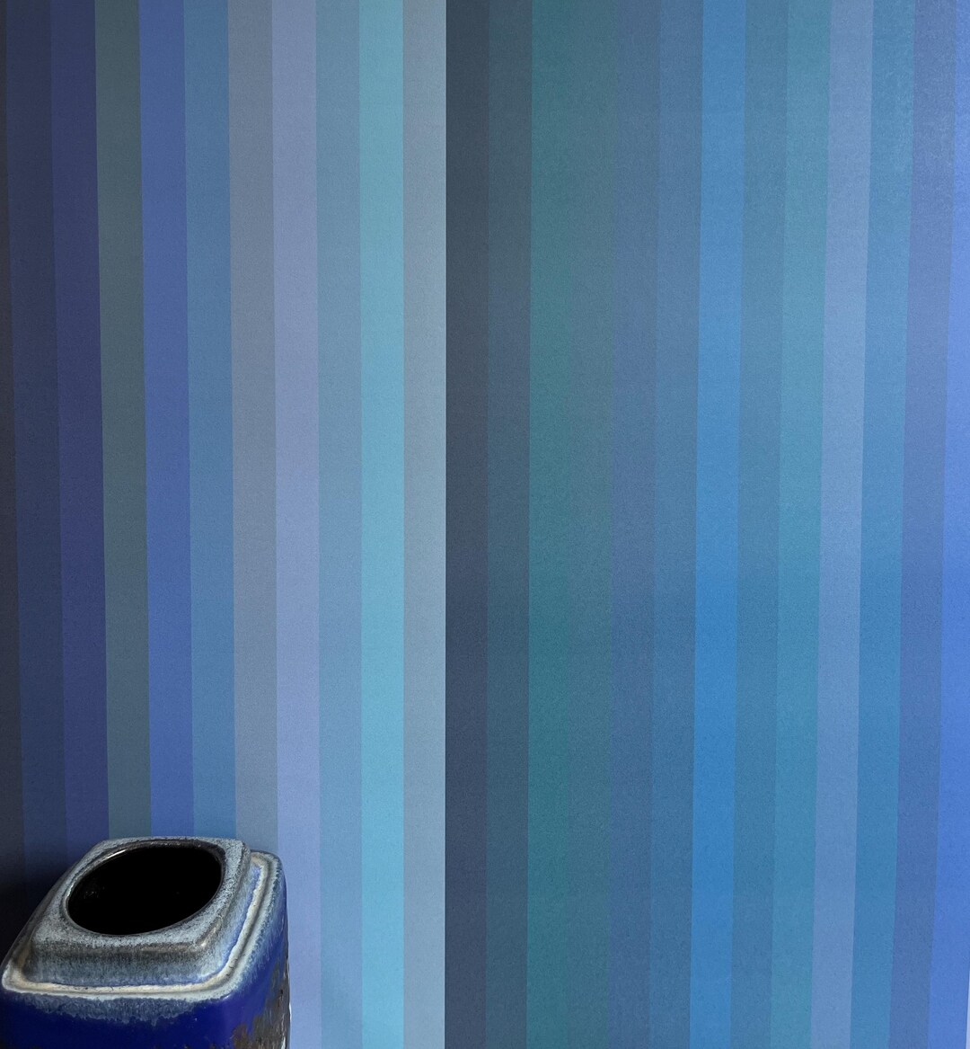 2cm Wide Striped Wallpaper - Multi Blue - Etsy