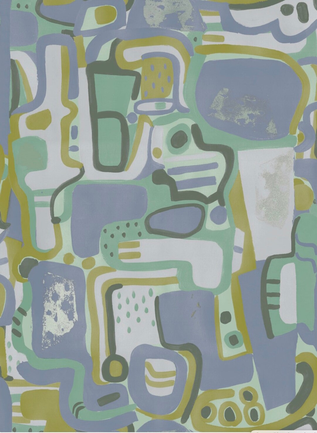 Cubist Jigsaw Wallpaper - Lilac + Pistachio - Etsy