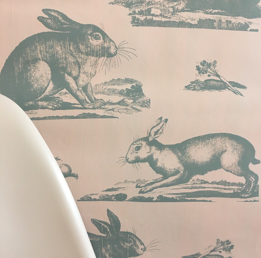 Bunny Rabbit Wallpaper - Blush - Etsy