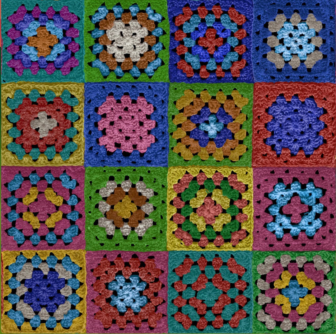 Crocheted Granny Square Wallpaper - Brights - Etsy