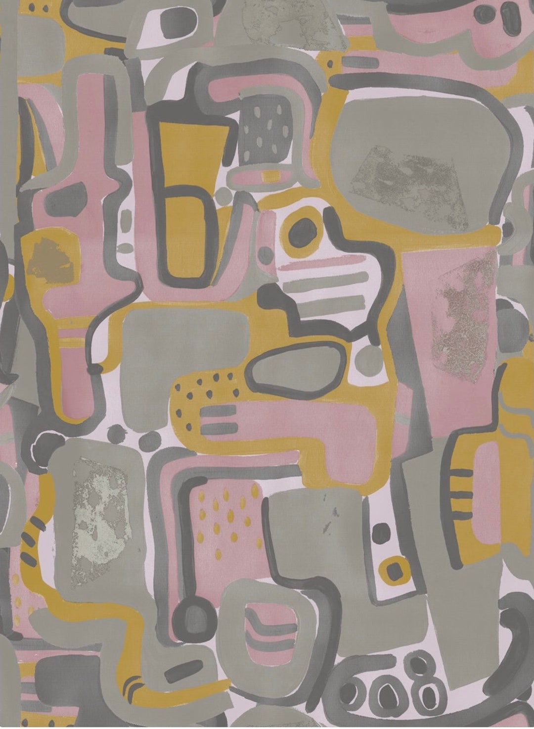 Cubist Jigsaw Wallpaper - Pink + Grey - Etsy