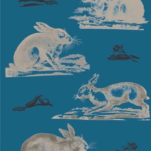 Bunny Rabbit Wallpaper - Teal - Etsy UK