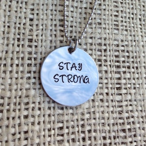 Inspirational Jewelry Stay Strong Hand Stamped Necklace Stainless Steel ...