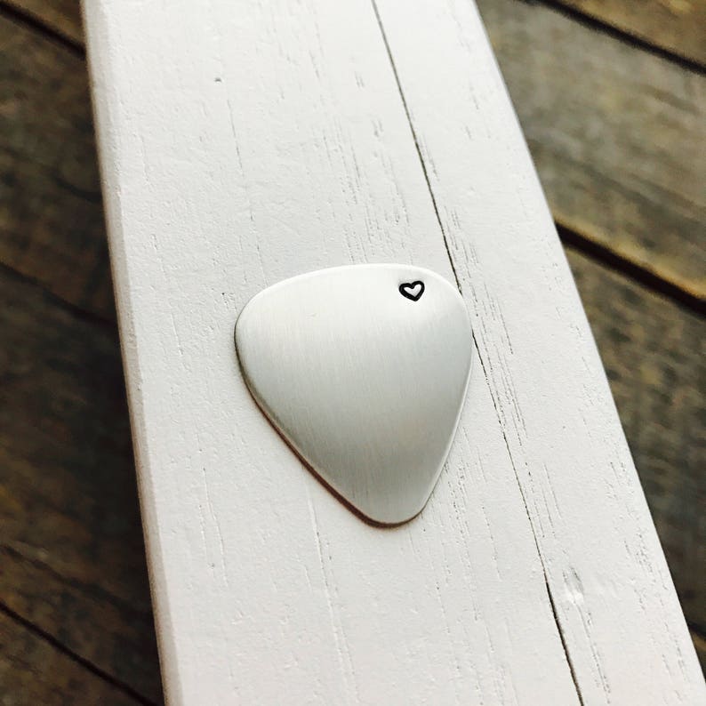 Hand Stamped Guitar Pick Heart Stainless Steel Gift Pick - Etsy