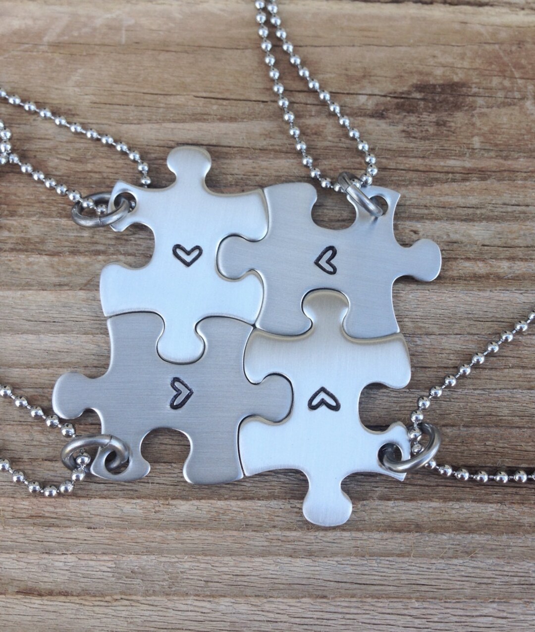 Mini Puzzle Piece Necklace Set Hand Stamped Jewelry Best Friend ...
