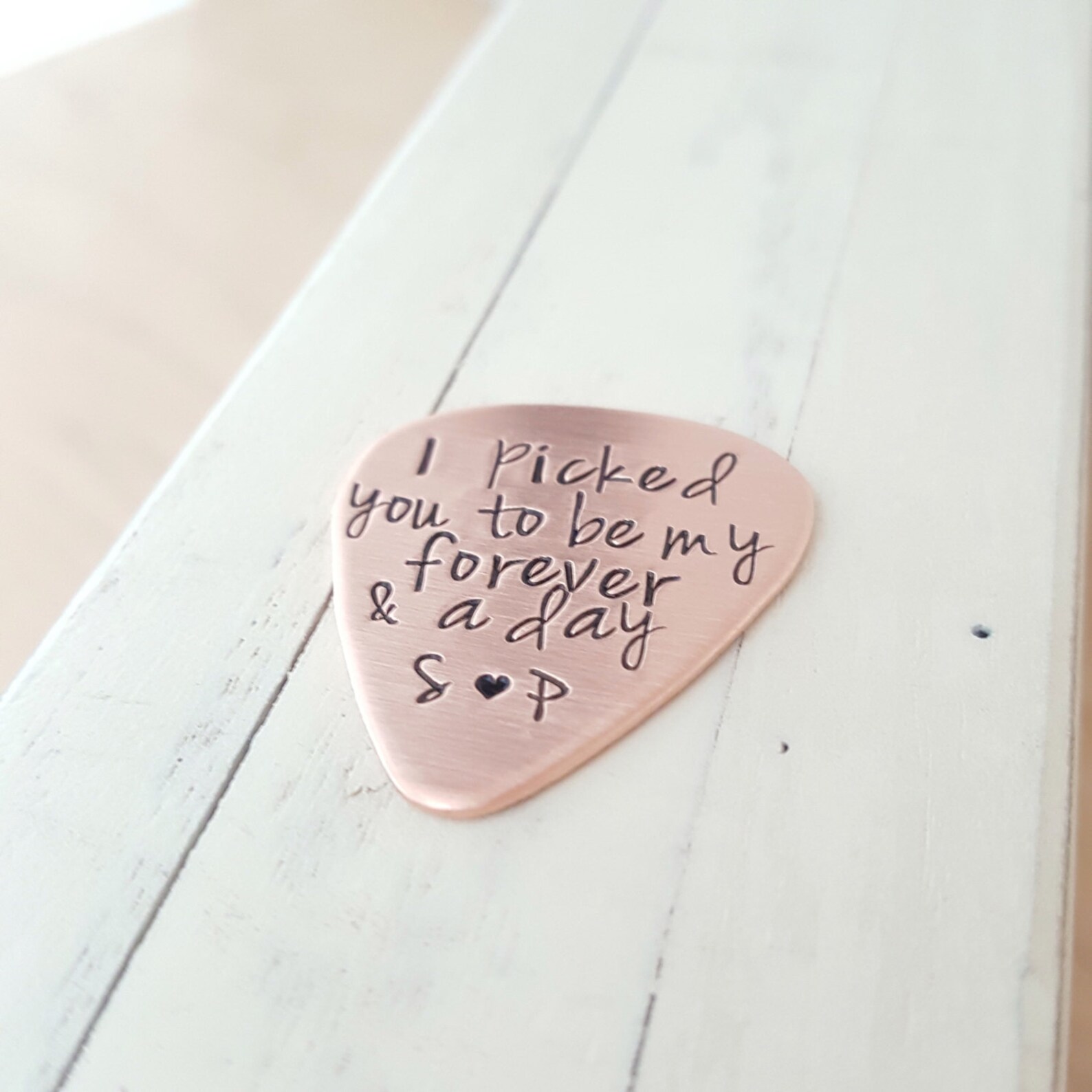 Guitar Pick 7 Year Anniversary Gift Copper Hand Stamped I Picked You ...