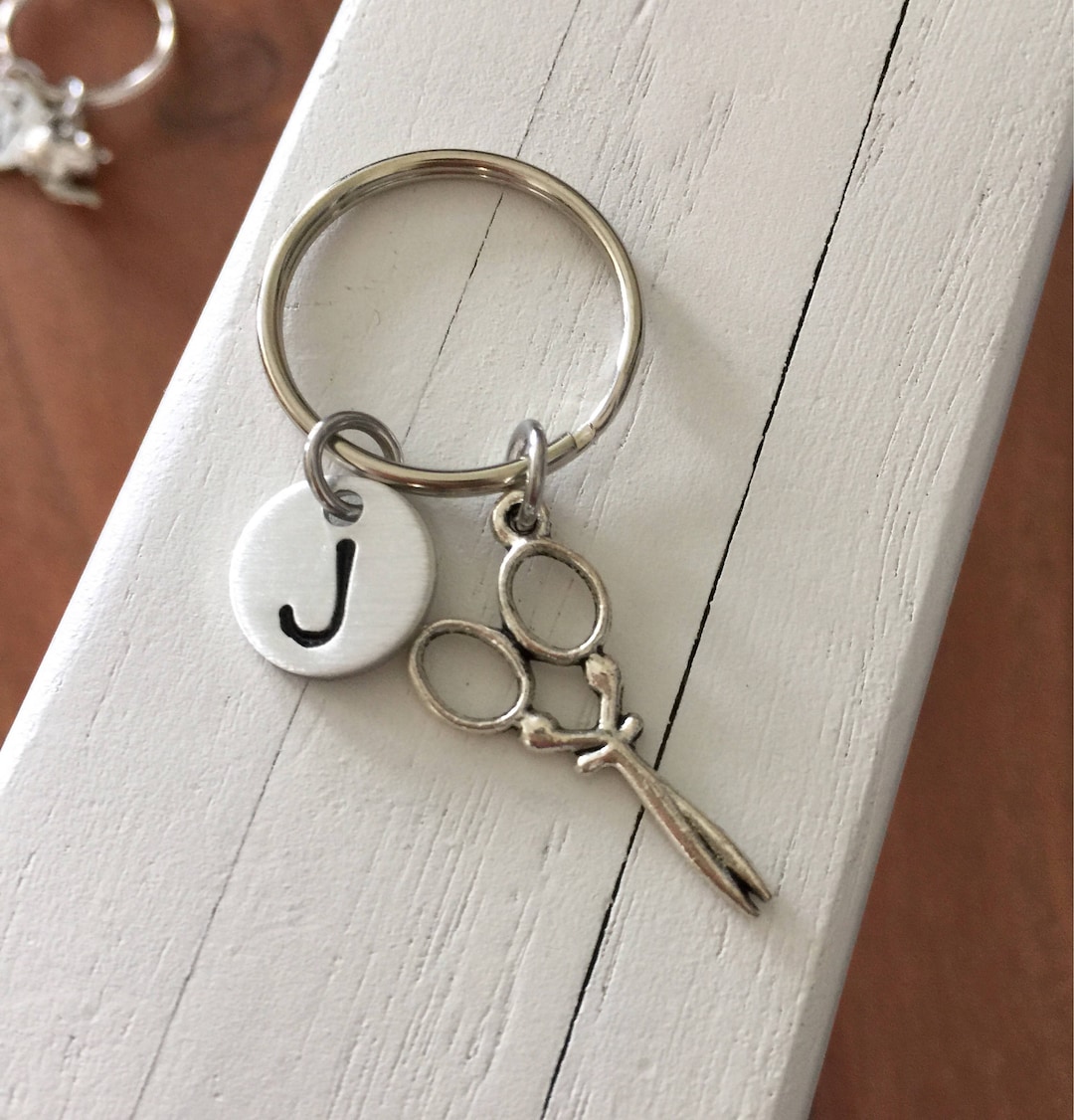 Initial Keychain, Scissor Keychain,personalized Charm,initial Charm ...