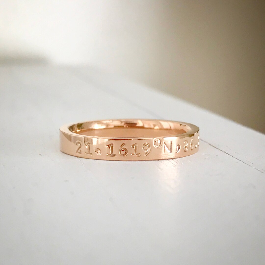Coordinate Ring Rose Gold Stainless Steel Comfort Fit Ring 3 MM ...