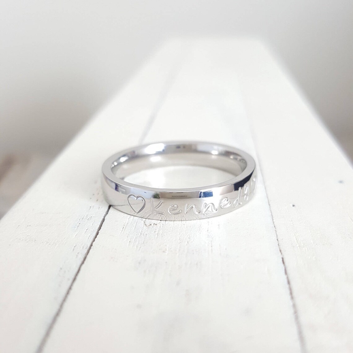 Stamped Name Ring Stainless Steel Comfort Band Hand Stamped Stacking ...