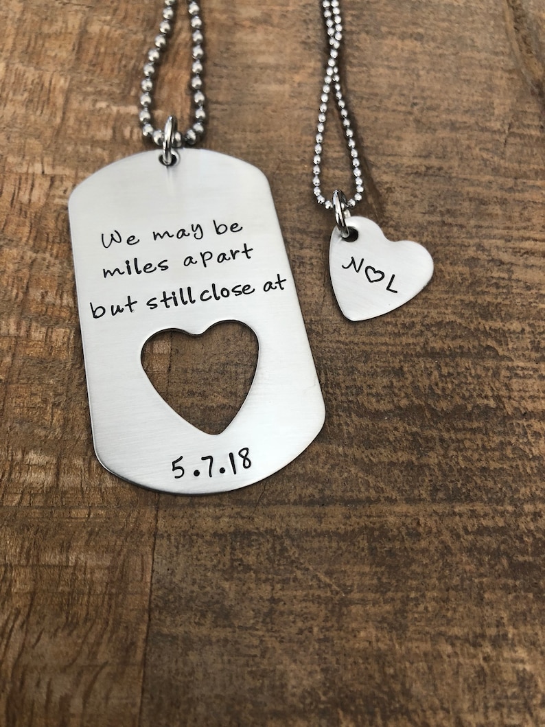 Couples Necklace Set Stainless Steel Military Style Dog Tag Hand ...