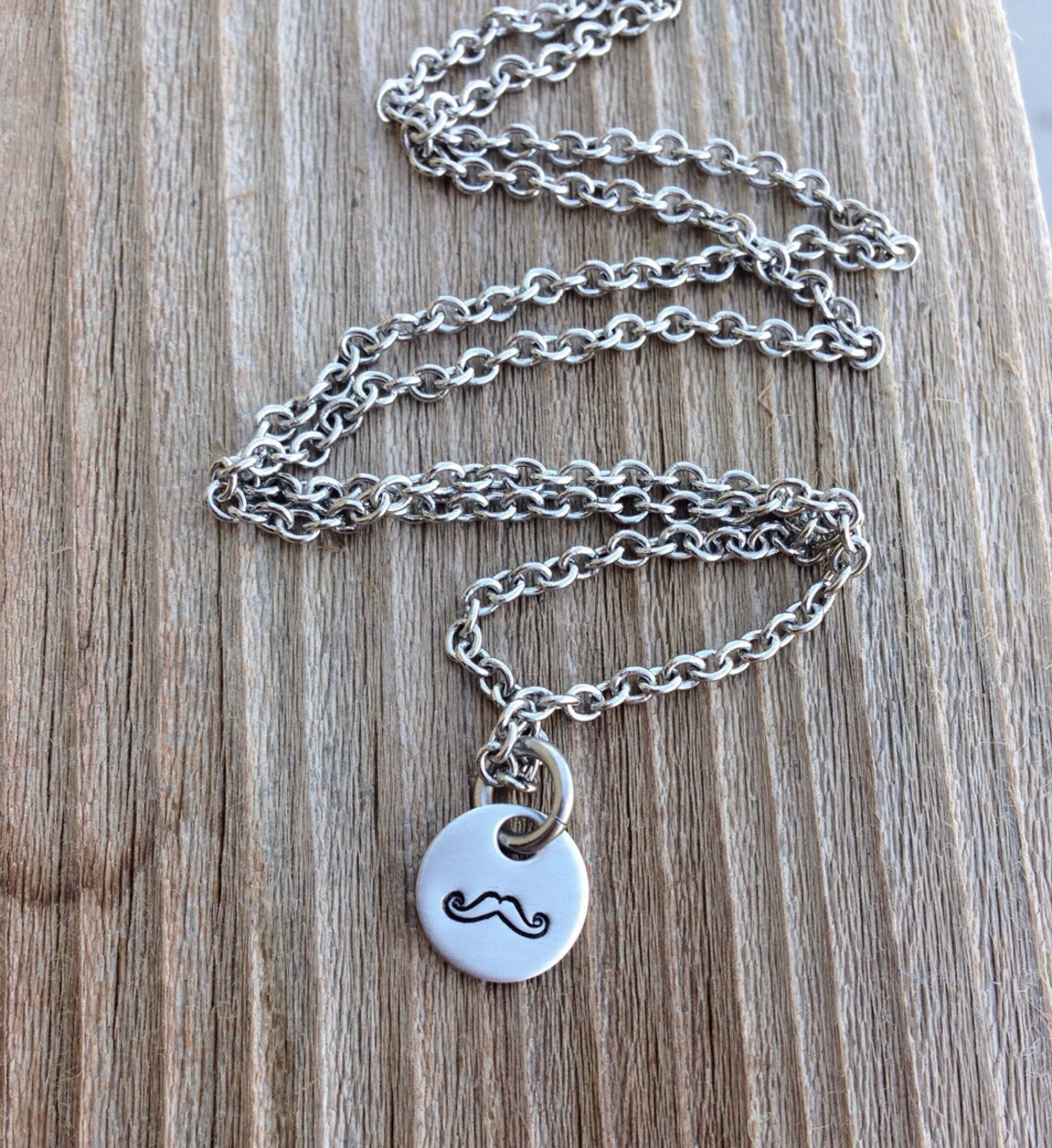 Handstamped Mustache Necklace Stamped Jewelry Gift for Her Necklace ...
