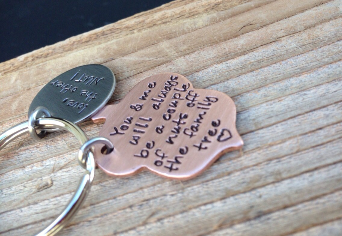 Hand Stamped Acorn Keychain Brother Gift Sister Gift Aunt Gift Uncle ...