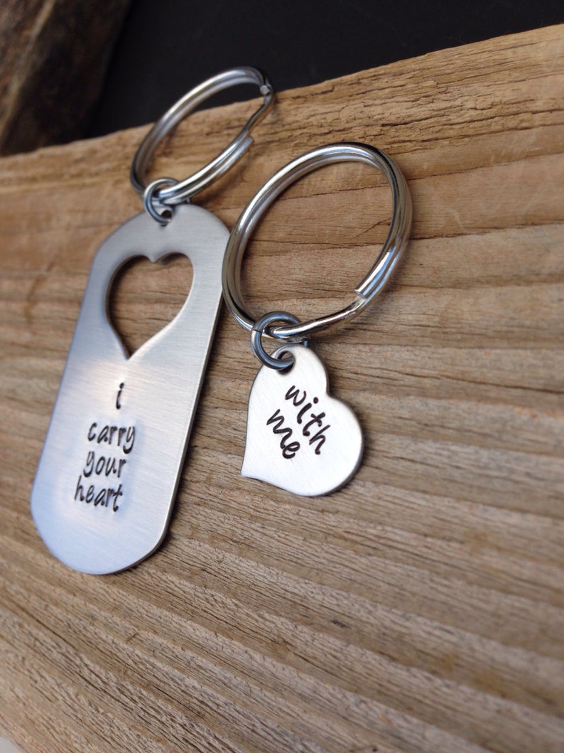 Hand Stamped Dog Tag With Heart Cut Out I Carry Your Heart With Me His ...
