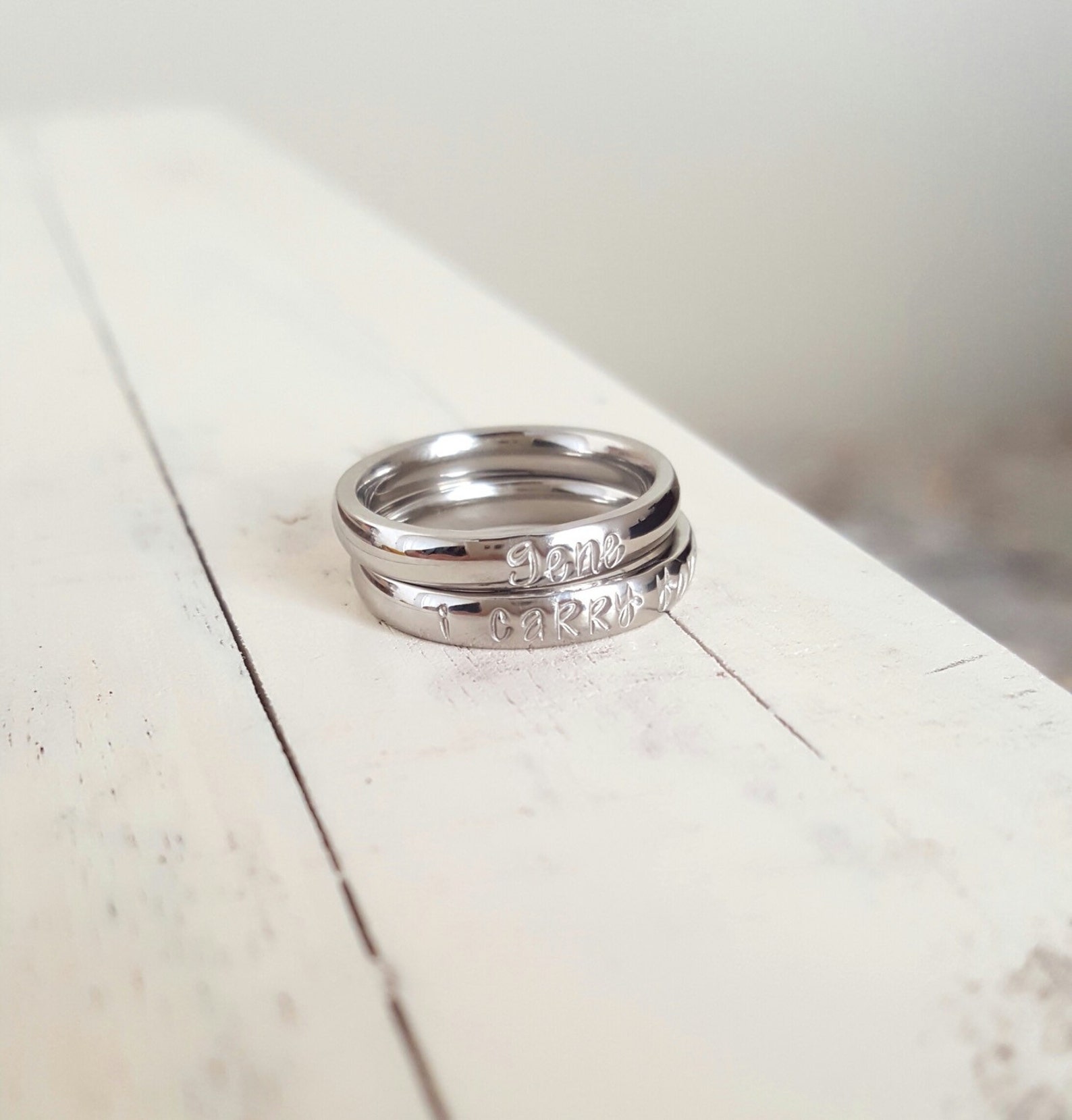 Stainless Steel Stackable Ring I Carry Your Heart Memorial Remembrance ...