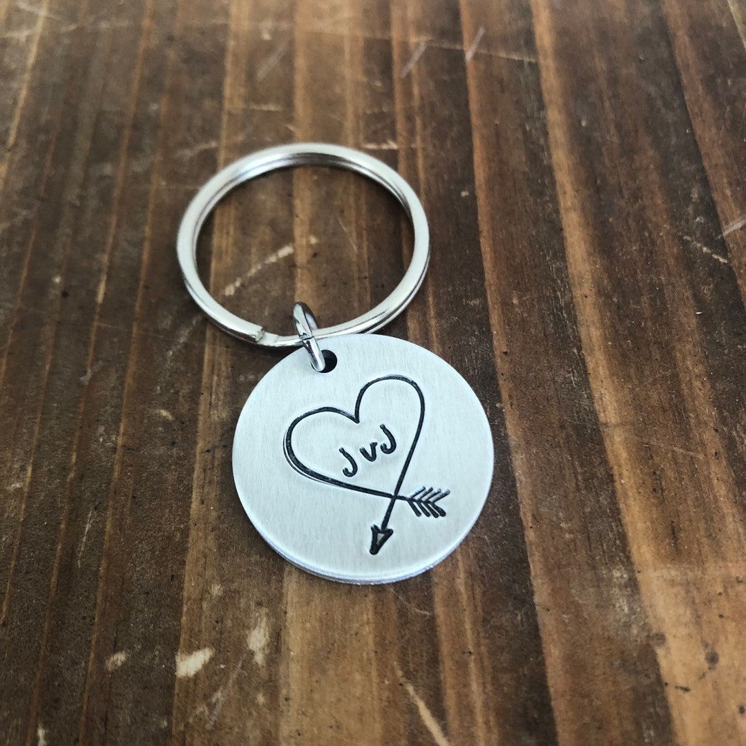 Arrow Heart Keychain, Personalized Keychain, Girlfriend Gift, Long ...