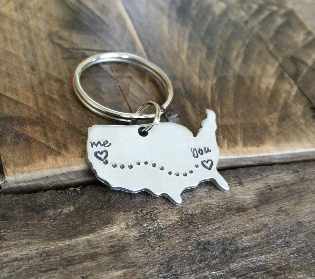 Custom Long Distance Relationship Keychain,usa With Personalized States ...