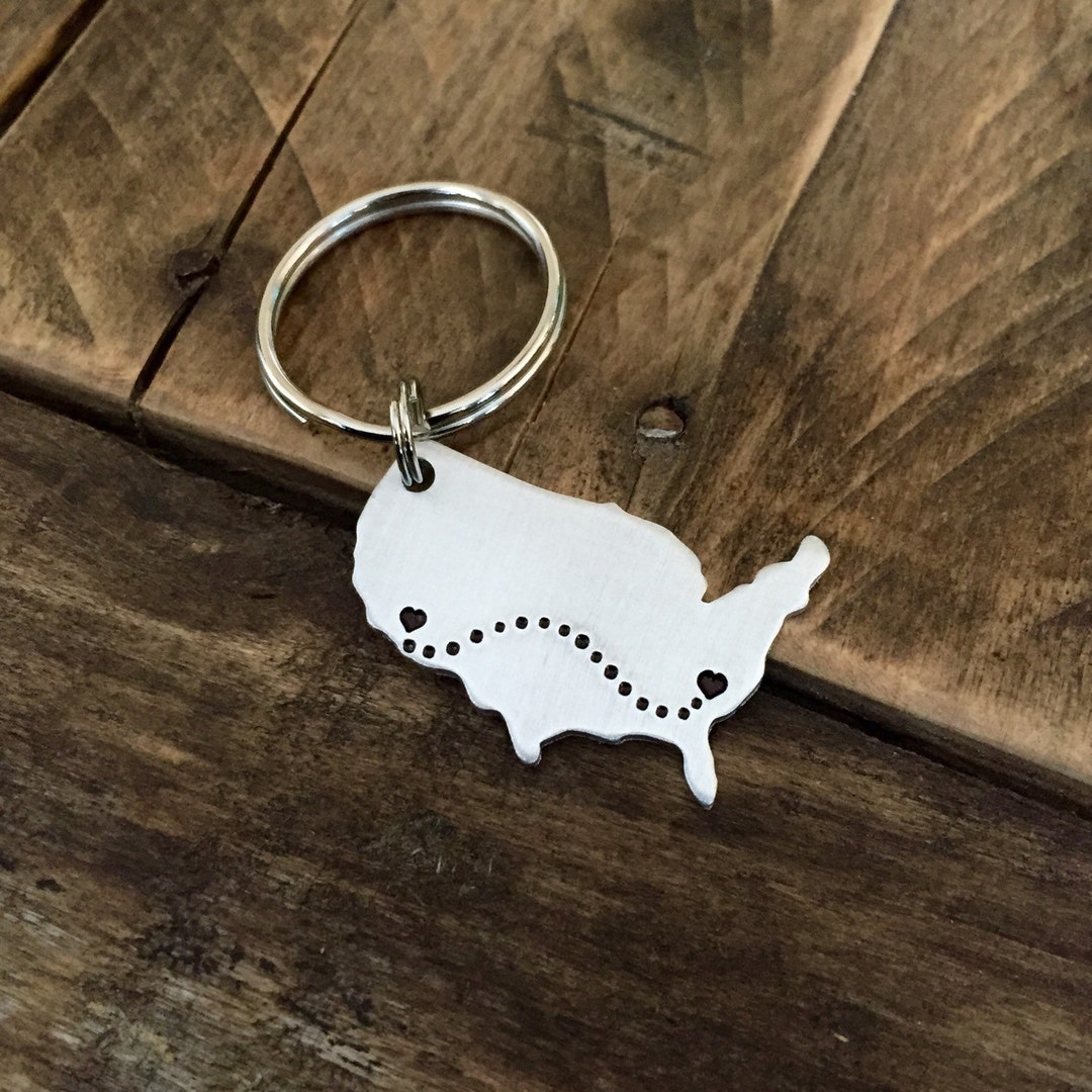 State Keychain Long Distance Relationship Keychain, USA With ...
