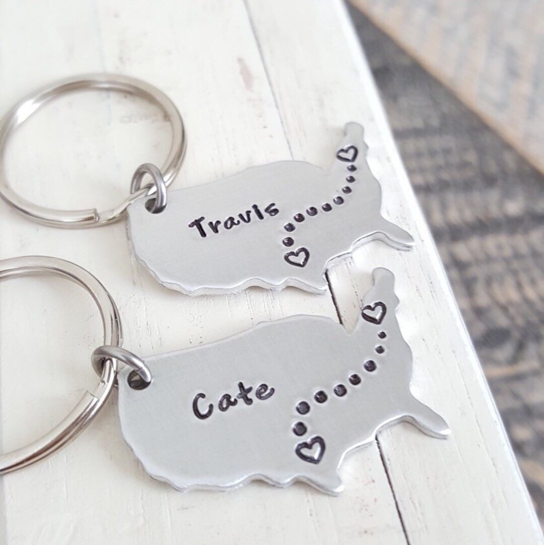 State Keychain USA Keychain Long Distance Relationship Set of TWO ...