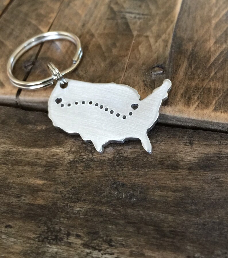 State Keychain Long Distance Relationship Keychain USA With - Etsy