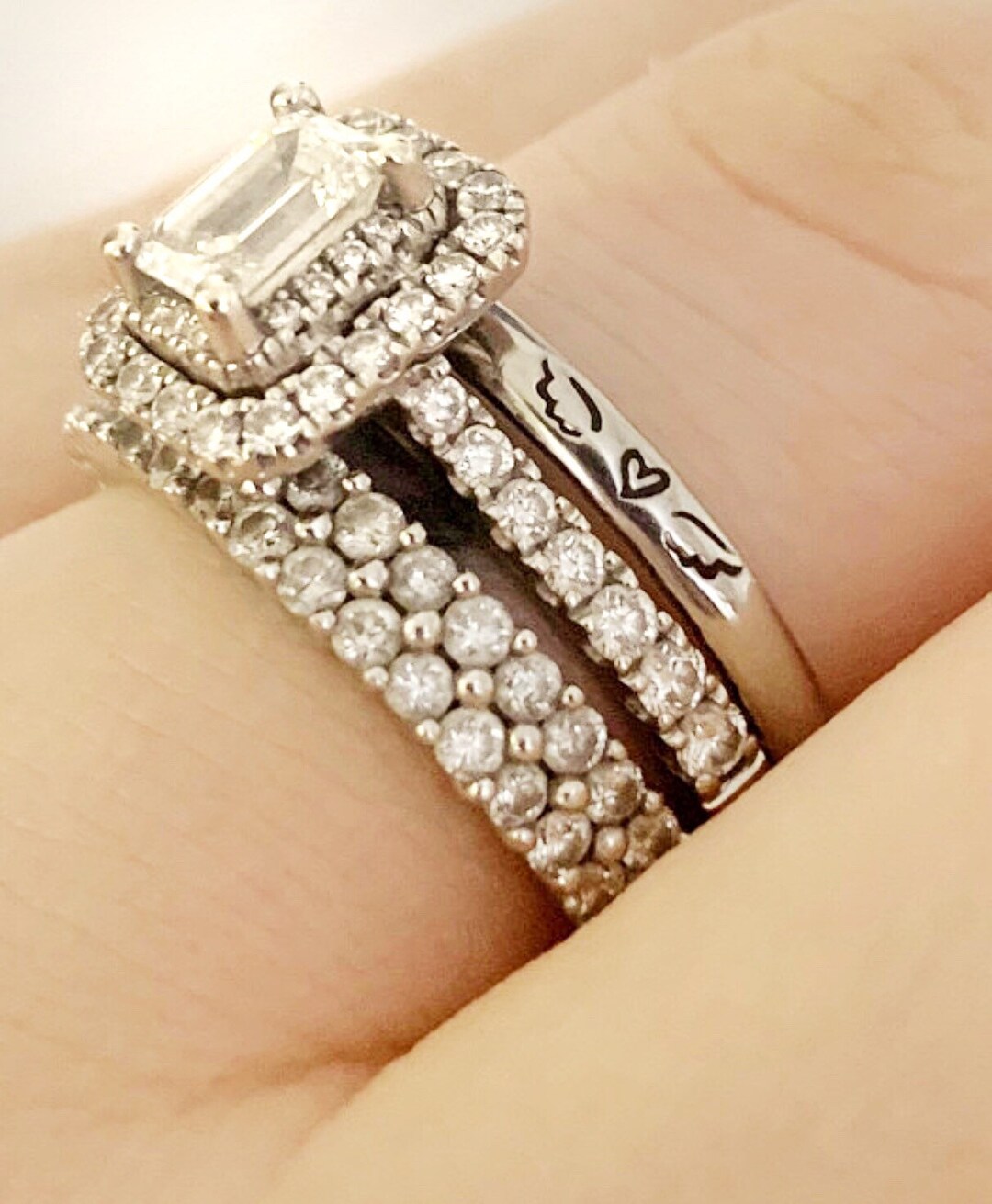 Angel Wing Ring Stainless Steel Stacking Ring Name Ring 2 Mm Hand ...