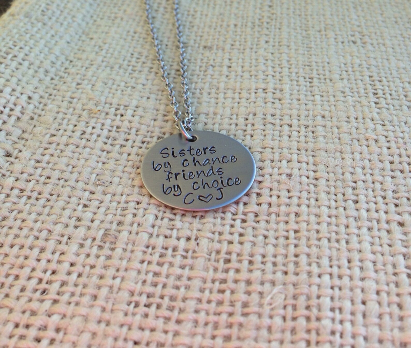 Sisters by Chance Friends by Choice Hand Stamped Personalized Necklace ...