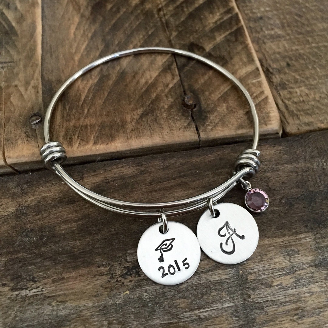 Graduation Bangle Bracelet 2016 Graduation Gift Personalized Bracelet ...