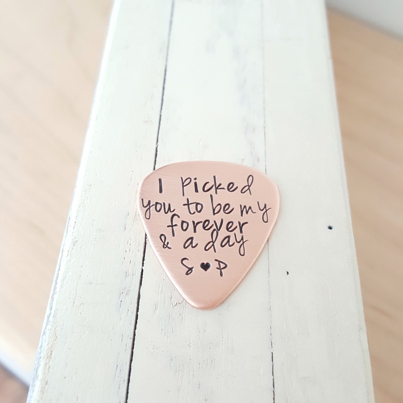 Guitar Pick 7 Year Anniversary Gift Copper Hand Stamped I Picked You ...