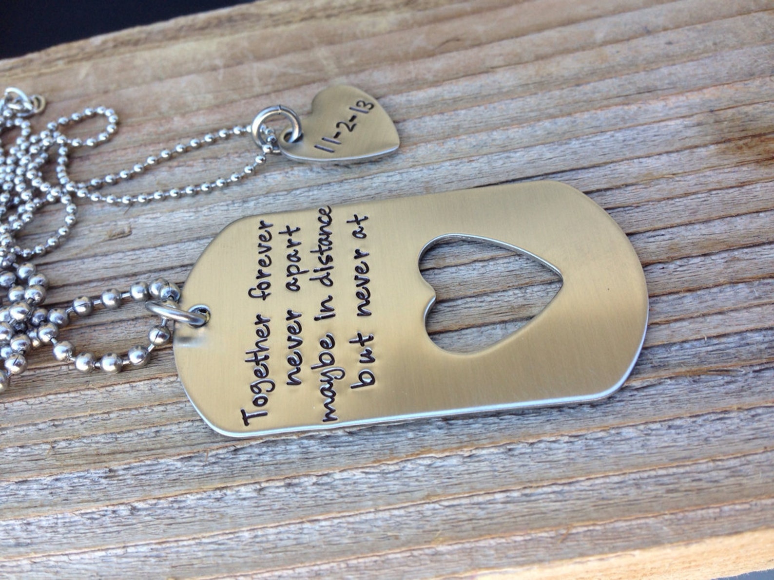 Personalized Dog Tag Hand Stamped Military Tag With Open Heart and ...