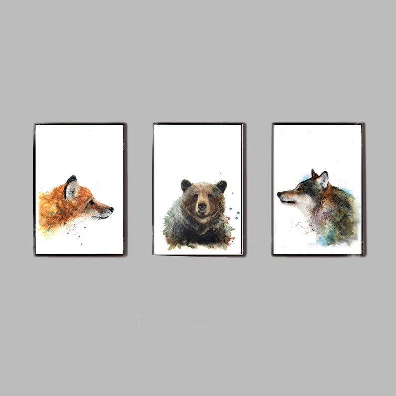 Illustration of a Wolf an Impression on Paper Drawing Mixed | Etsy