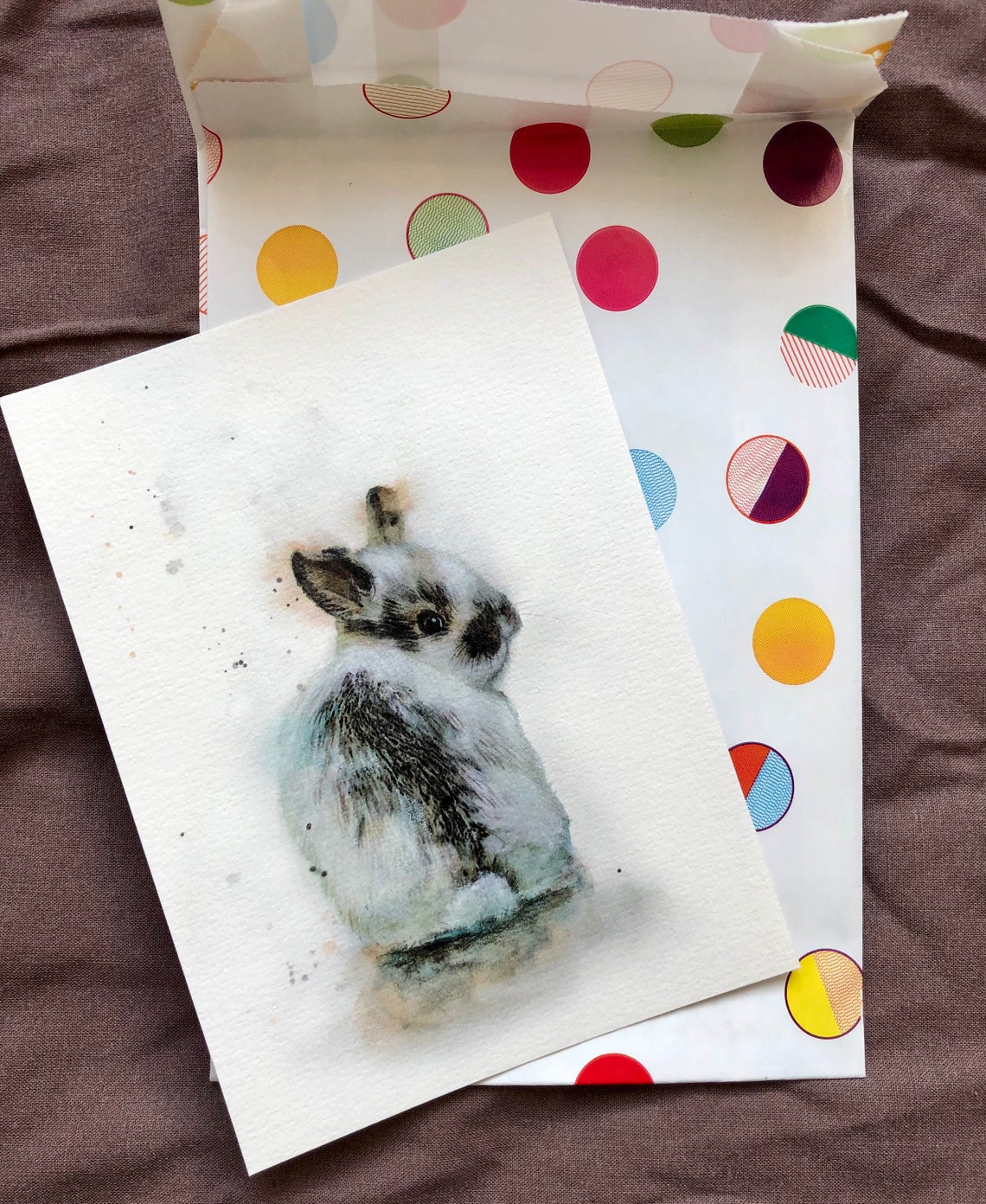 Illustration of a baby rabbit printing on paper drawing | Etsy